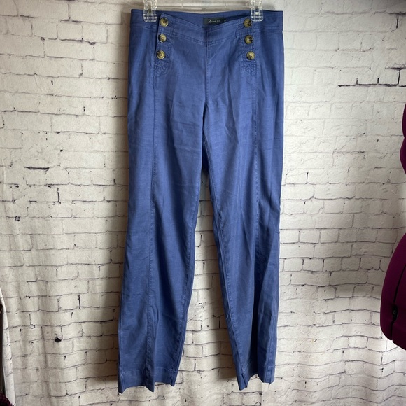 Level 99 | Pants & Jumpsuits | Level 99 Blue Linen Blend Sailer Style ...